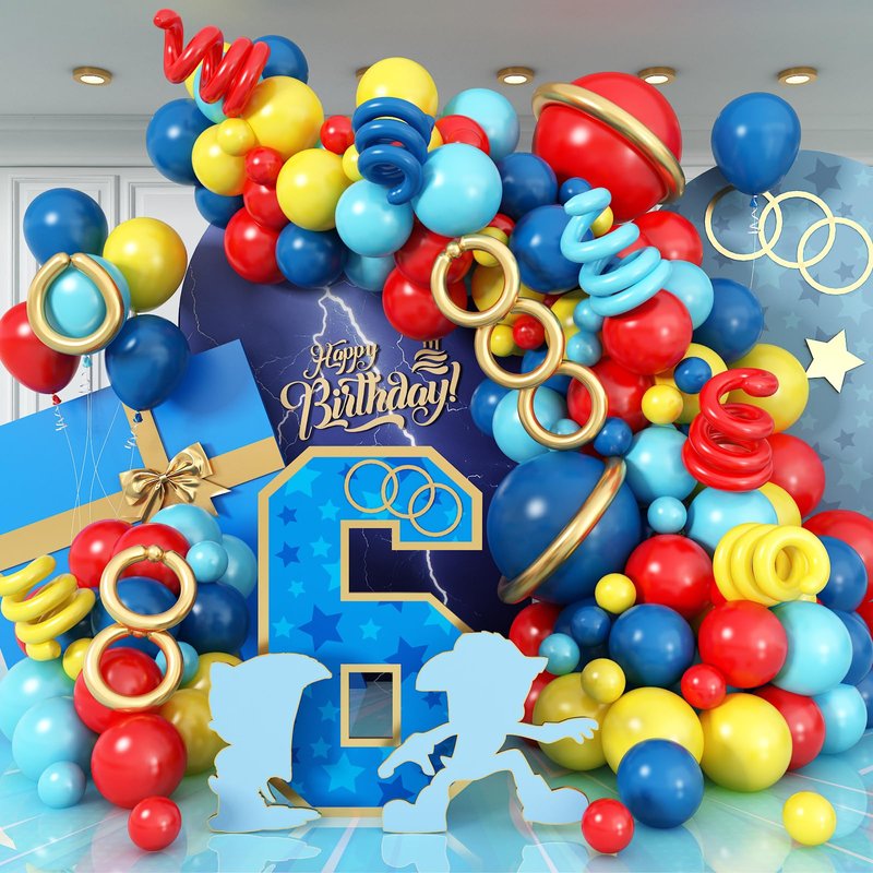 Jobkoo Red Blue Yellow Balloon Garland Arch Kit 127 PCS Dark Light Blue ...