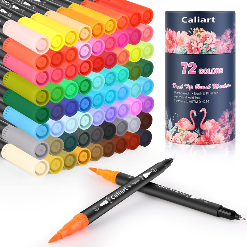 Caliart 72 Colors Dual Tip Art Markers for Adult Coloring - Aesthetic ...