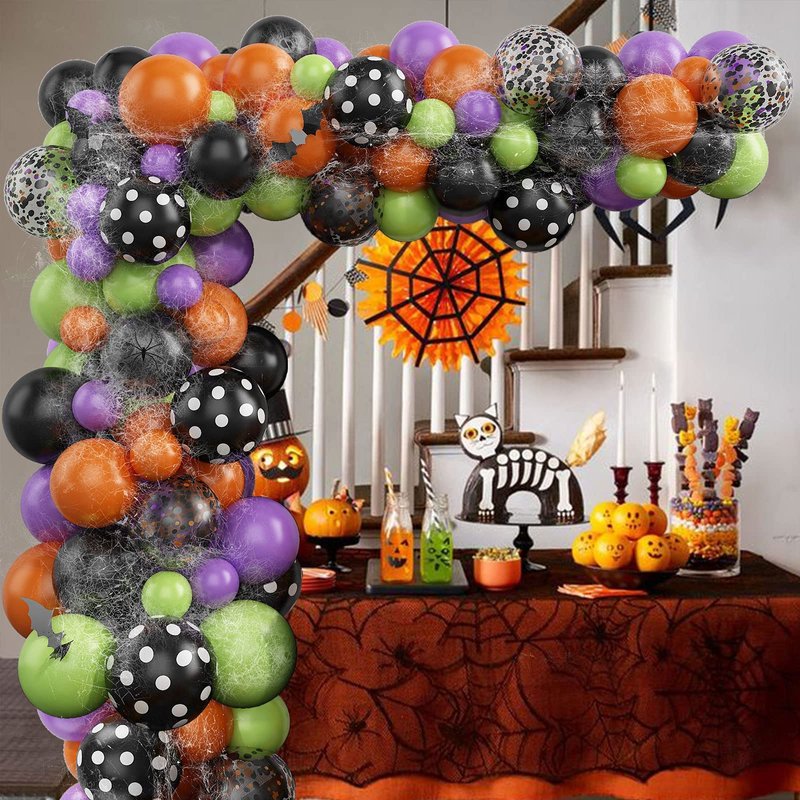 155 Pcs Halloween Balloon Garland Arch Kit, Black Orange Purple and ...