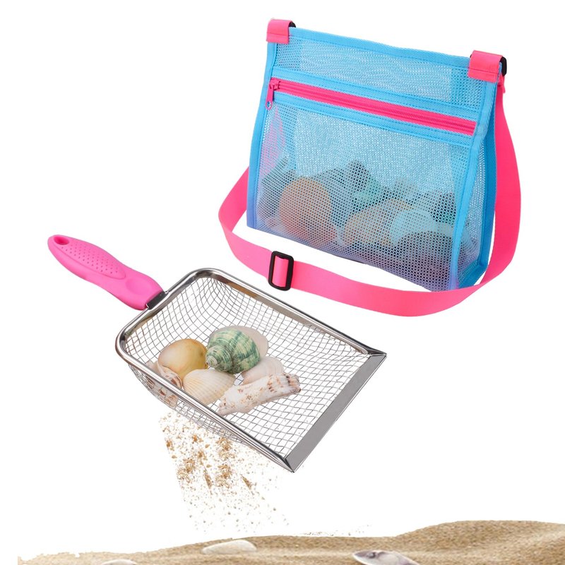 U-Zimikee Beach Mesh Shovel with Mesh Beach Bag Shell Bags for Picking ...
