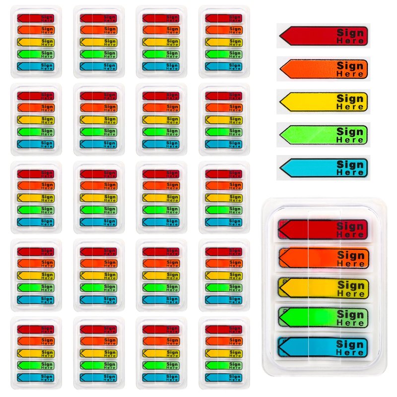 Sign Here Tabs, 2400 Pcs/ 24 Packs Sign Here Sign Date Stickers 5 ...
