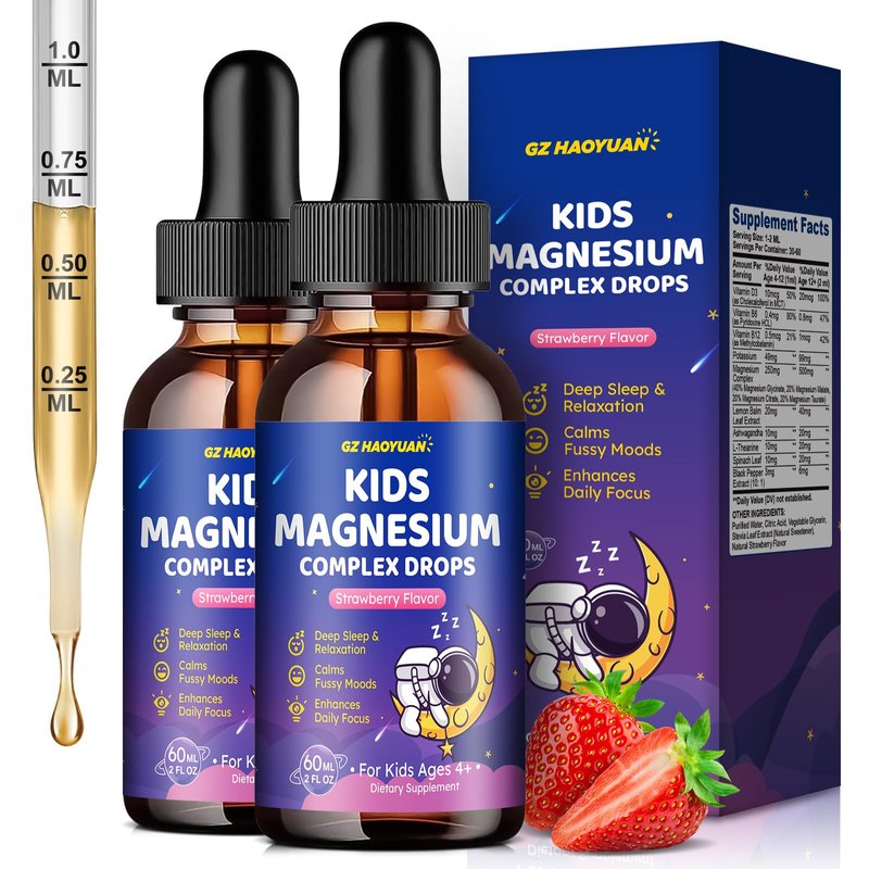 Magnesium Complex Liquid for Kids, Magnesium Glycinate, Malate, Taurate ...