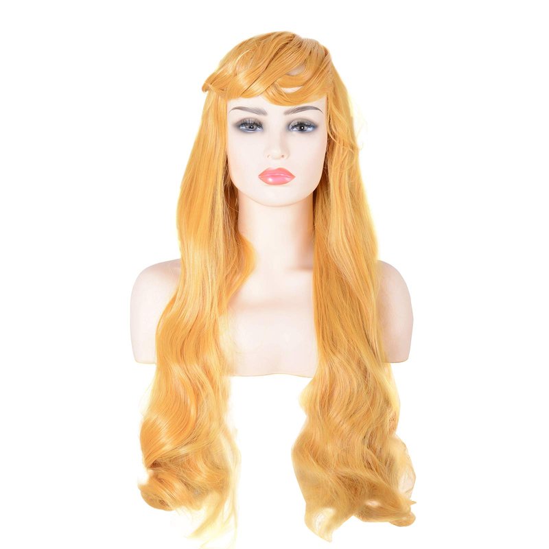 DJF Women Blonde Princess Aurora Wig Big Girls Long Curly Hairs ...
