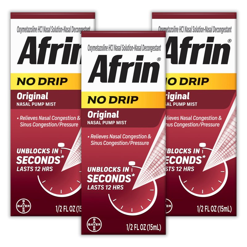 AFRIN No Drip Original Nasal Mist Triple Pack, Non-Drowsy, Fast-Acting ...