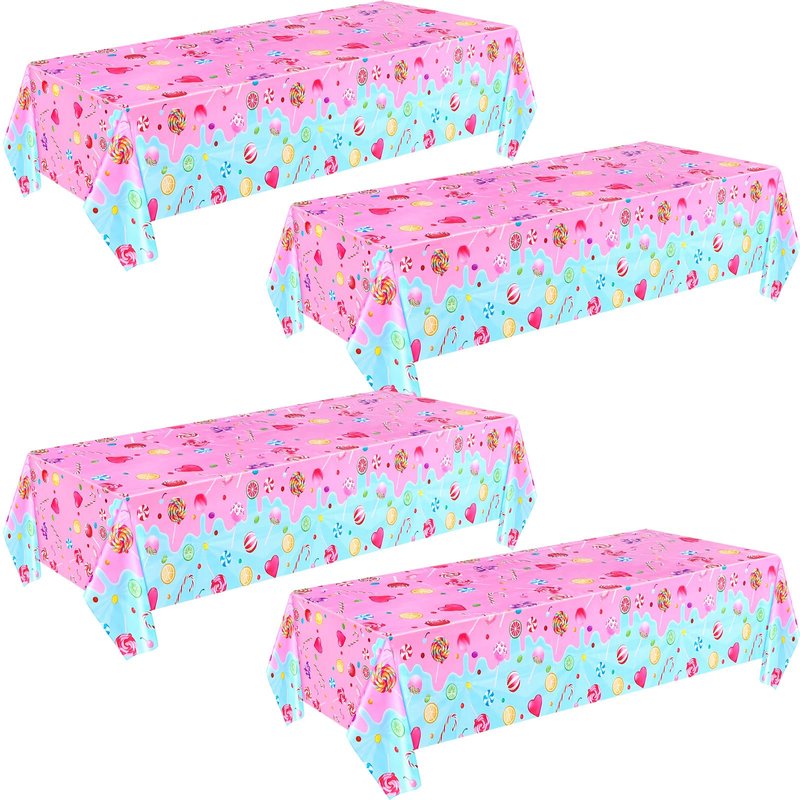 Fanfanwin 4 Pieces Candyland Plastic Tablecloth Candyland Party ...