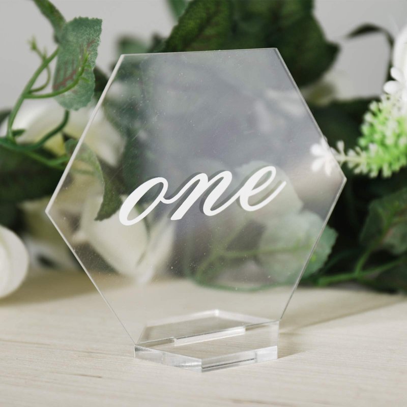 HighFree Clear Acrylic Hexagon Place Cards with Printed Calligraphy ...