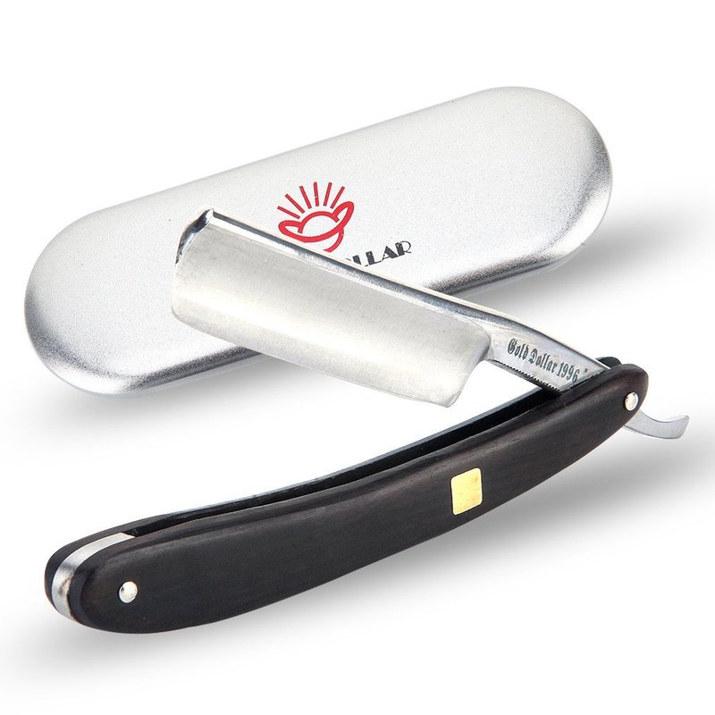 GOLD DOLLAR straight razor wooden scale vintage razor for men & barber ...