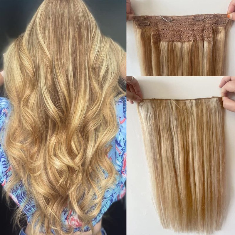 Blonde Wire Hair Extensions Real Human Hair, Balayage Hair Extensions ...