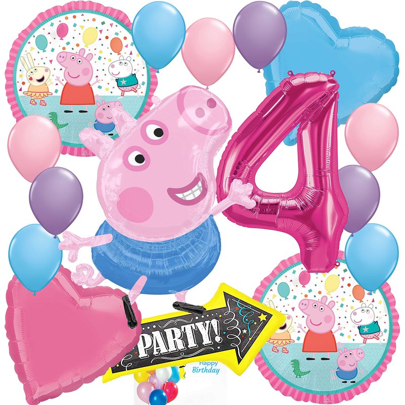Anagram Peppa the Pig Party Supplies Foil Balloon Bouquet Decoration ...