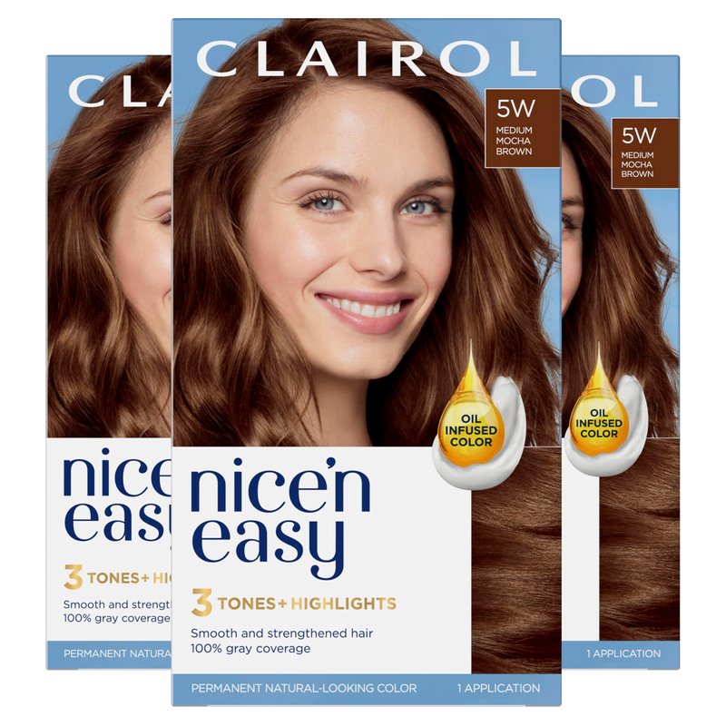 Clairol Nice'n Easy Permanent Hair Dye, 5W Medium Mocha Brown Hair ...