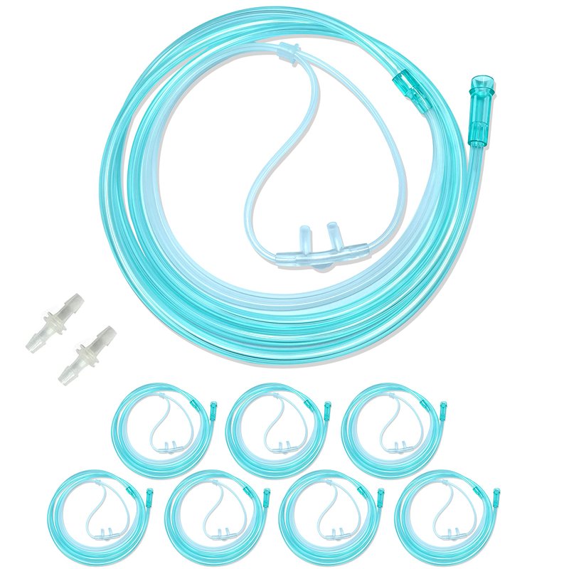 7 Pack High-Flow Soft Nasal Oxygen Cannula and 7' Tubing, Universal ...