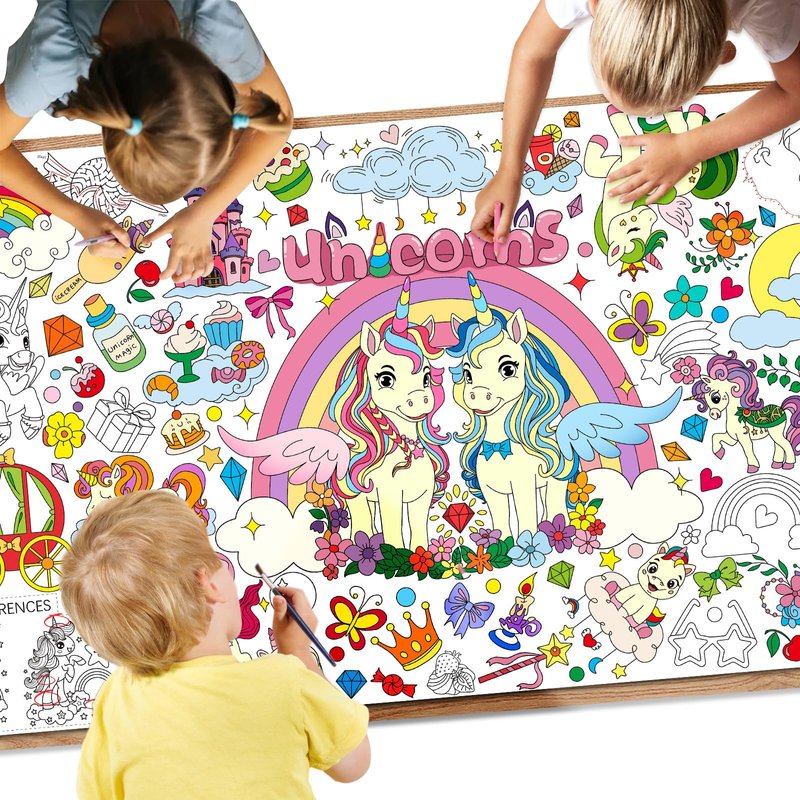 Giant Coloring Poster,35x72Inch,Versatile Unicorn Birthday Activity ...