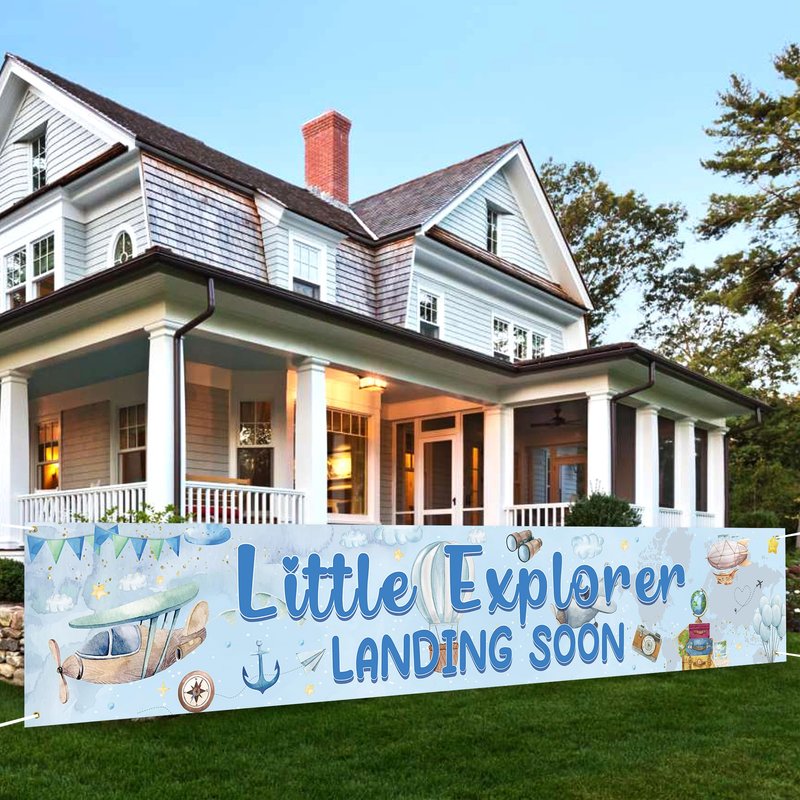 Hippeny Little Explorer Landing Soon Baby Shower Banner, Adventure ...