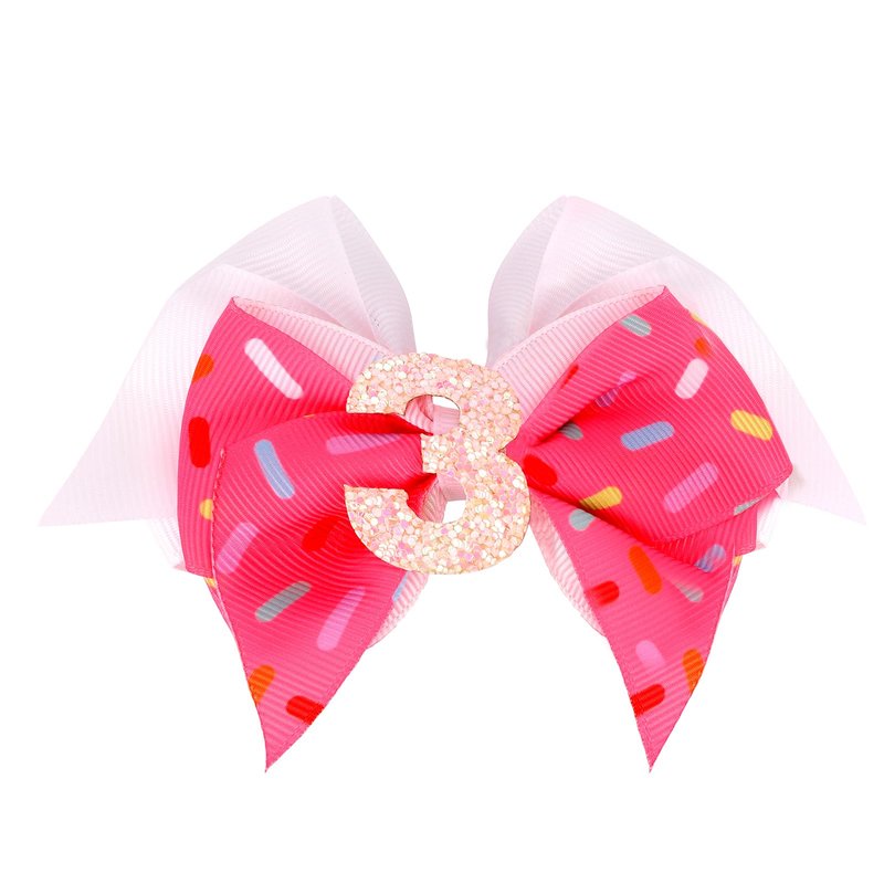 Vovii Birthday Hair Bow for 3rd Birthday Decorations for Girls, Glitter ...