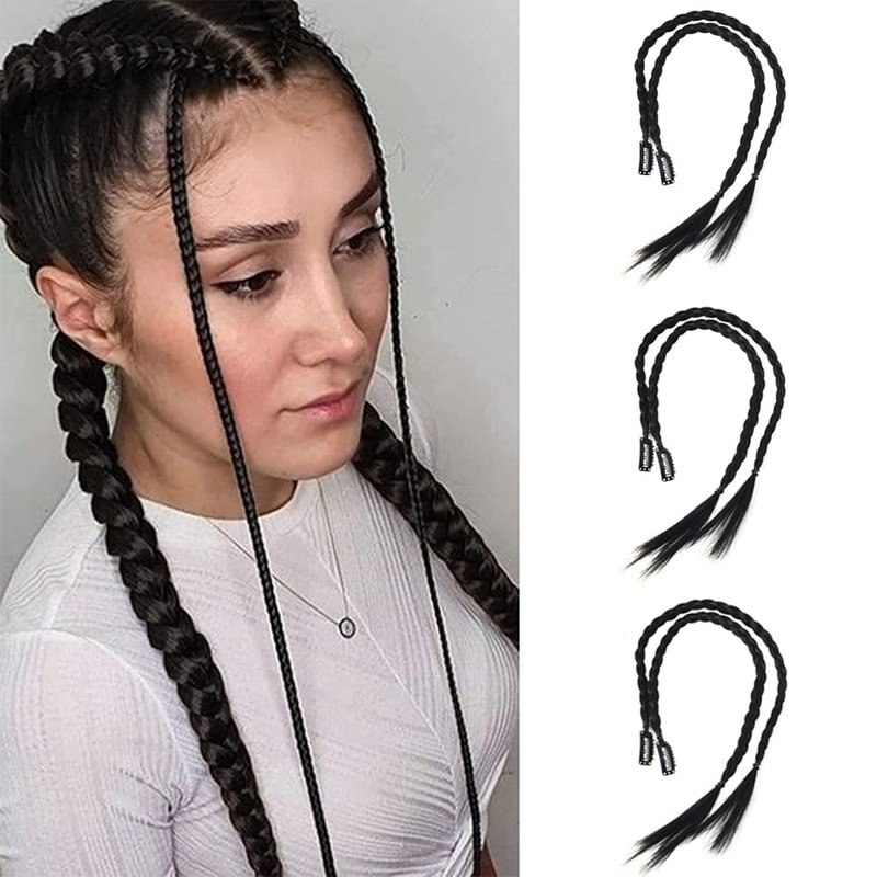 6Pcs Braid Hair Extensions Baby Braids Front Side Bang Curtain Straight ...
