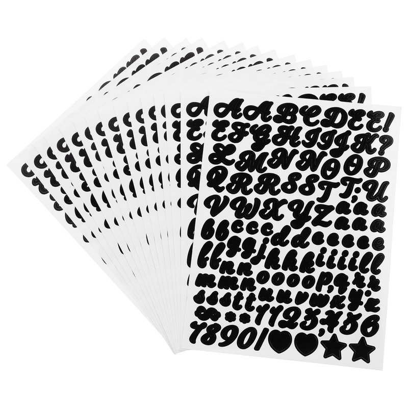 Classicseali 1768PCS 15 Sheets Letter Decals,0.5 inch Cursive Letter ...