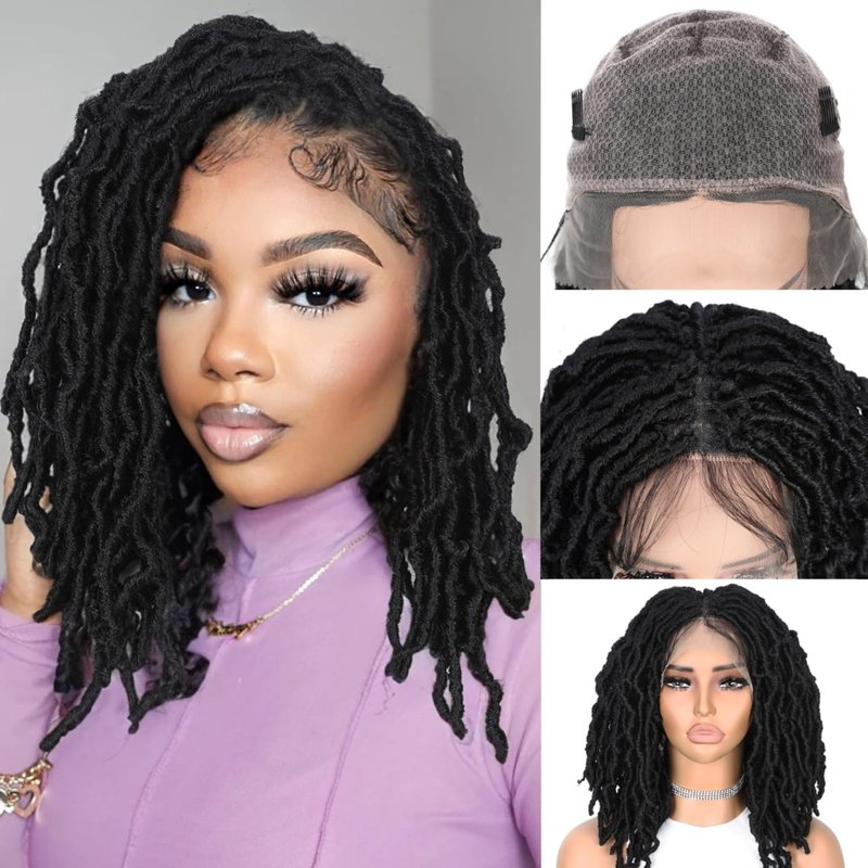 Quick Wig Full Lace Faux Locs Wig Braided Wigs for Black Women Knotless ...