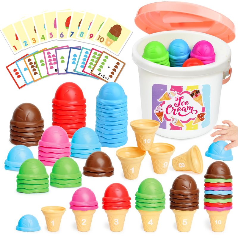 Fegalop Ice Cream Learning Toys Counting and Color Sorting Set for ...