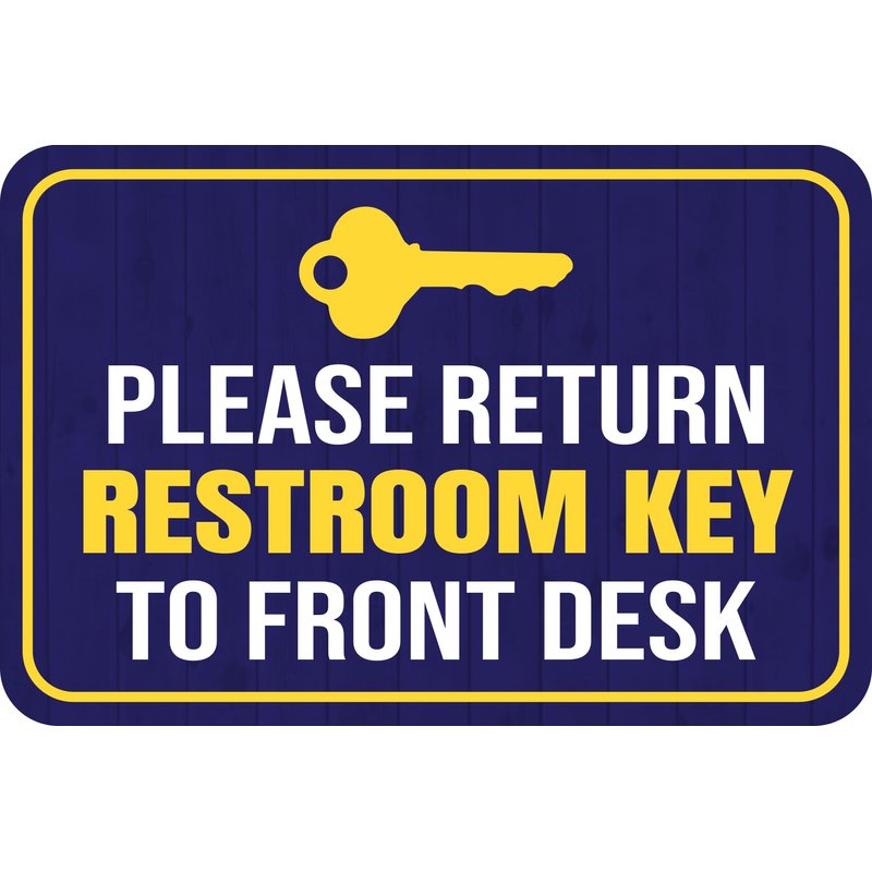 Classic Framed Plus Please Return Restroom Key To Front Desk Wall or ...
