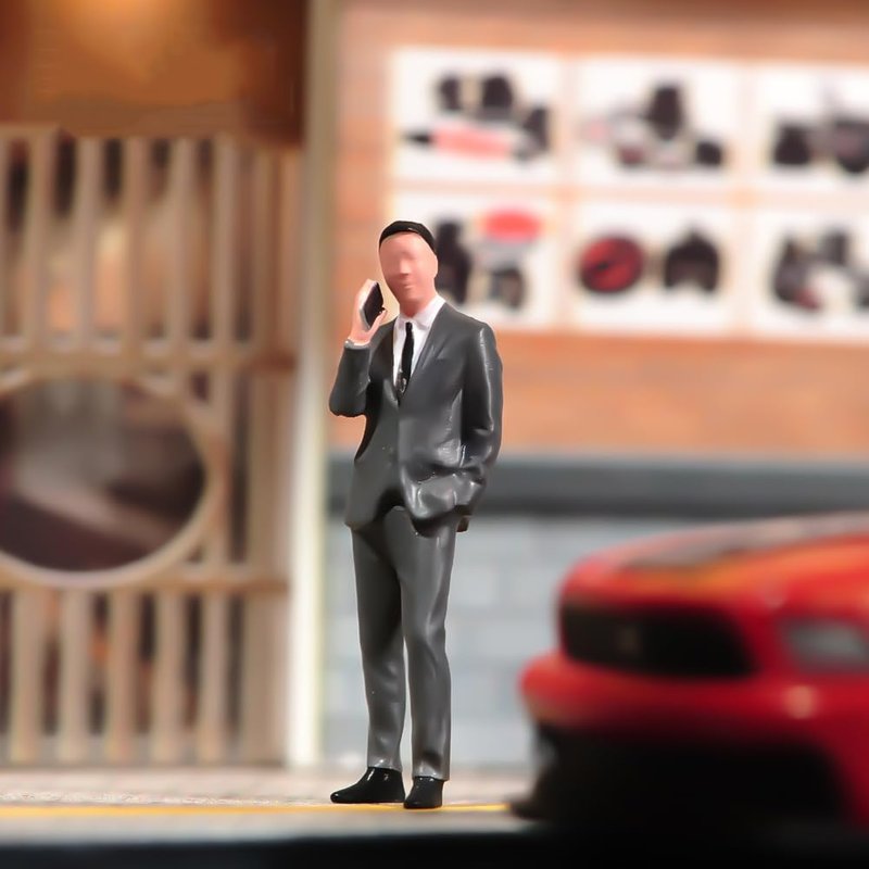 SOUFORCE 1/87 Scale Scene Props Figure Handsome Man with Phone Grey ...