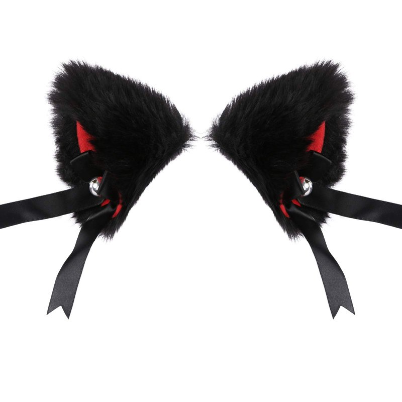 EVERMARKET Faux Furry Cat Ears Hair Clip with Bell,Anime Cosplay Fancy ...