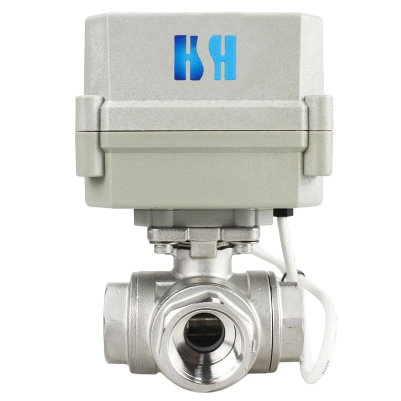 HSH-Flo 1/2 inch DN15 110-230VAC L Port 3 Way NPT Auto Return Position ...