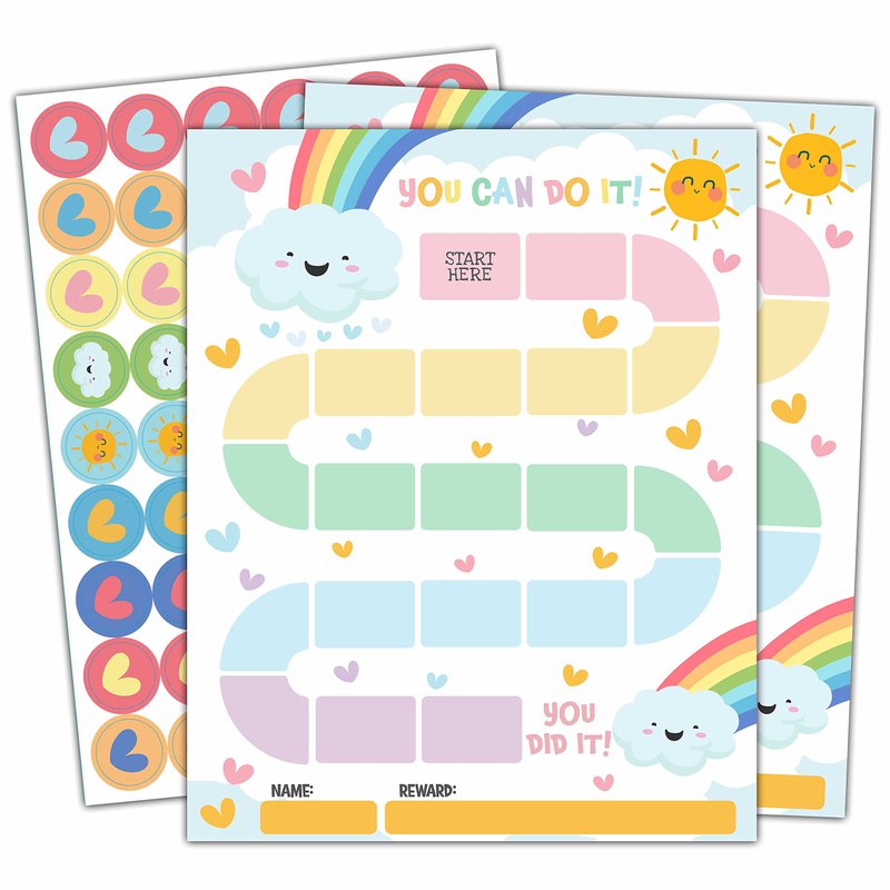 10 Rainbow Reward Chart with 216 Round Stickers, Incentive Behavior ...