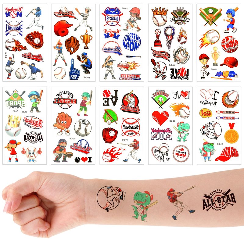 30pcs Baseball Temporary Tattoos, Team Party Supplies Sports Tattoos ...