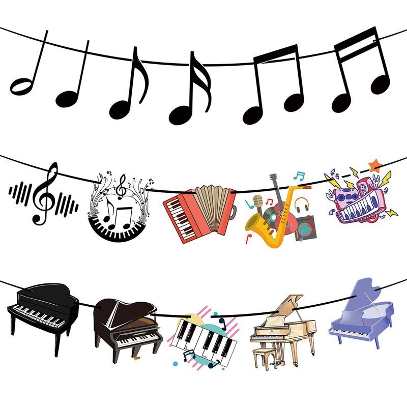 ATSMOICY Piano Notes Color Banner Party Decorations -Music Themed ...