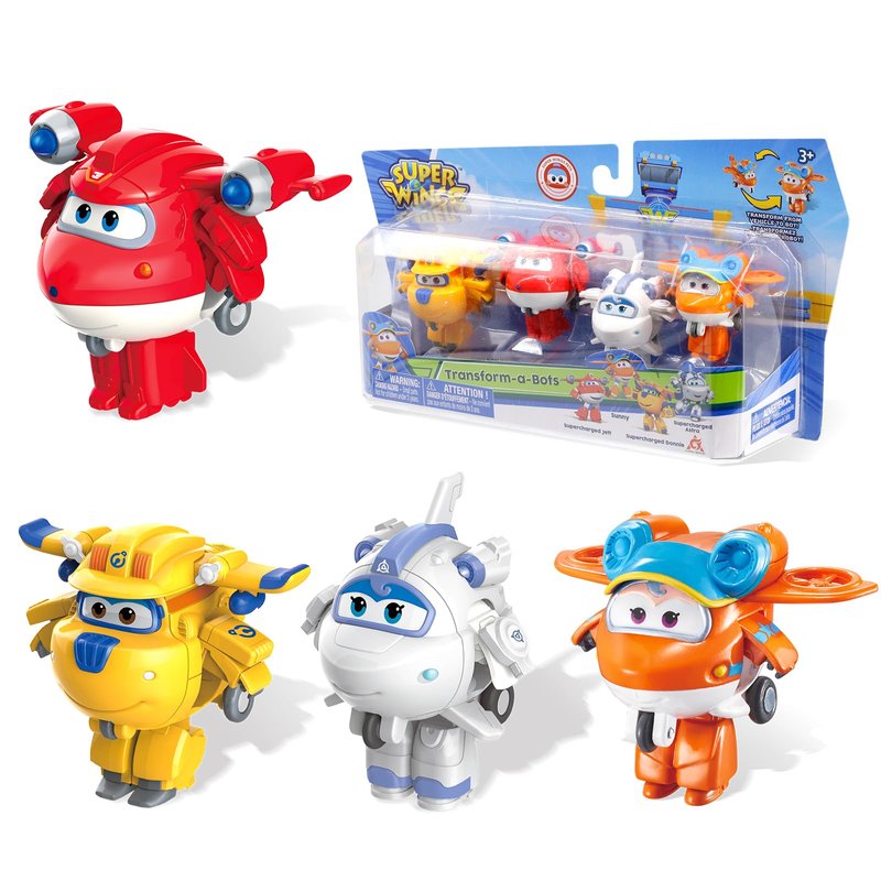 Super Wings 2" Transform-a-Bots 4-Pack, Supercharged Jett, Donnie ...