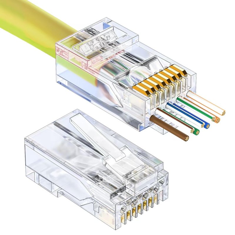 RJ45 Pass Through Connector Cat6 Connector 50 Pack Pass Through RJ45 ...