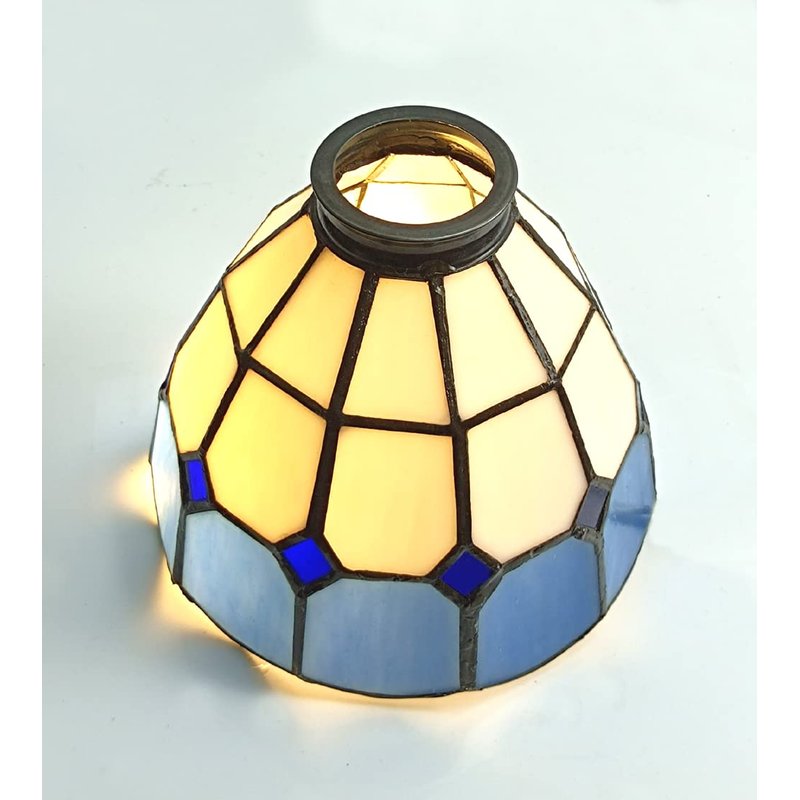 Tiffany Style Small Lampshade, LQ0005, White and Blue, Stained Glass ...