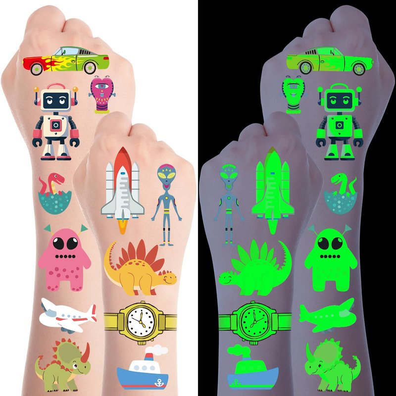 Luminous Space Temporary Tattoo for Kids - Luvsweets 25 Sheets Alien ...