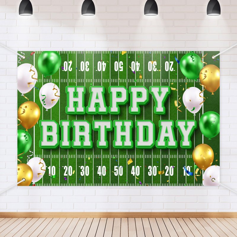 Football Game Happy Birthday Backdrop Banner American Football Field ...
