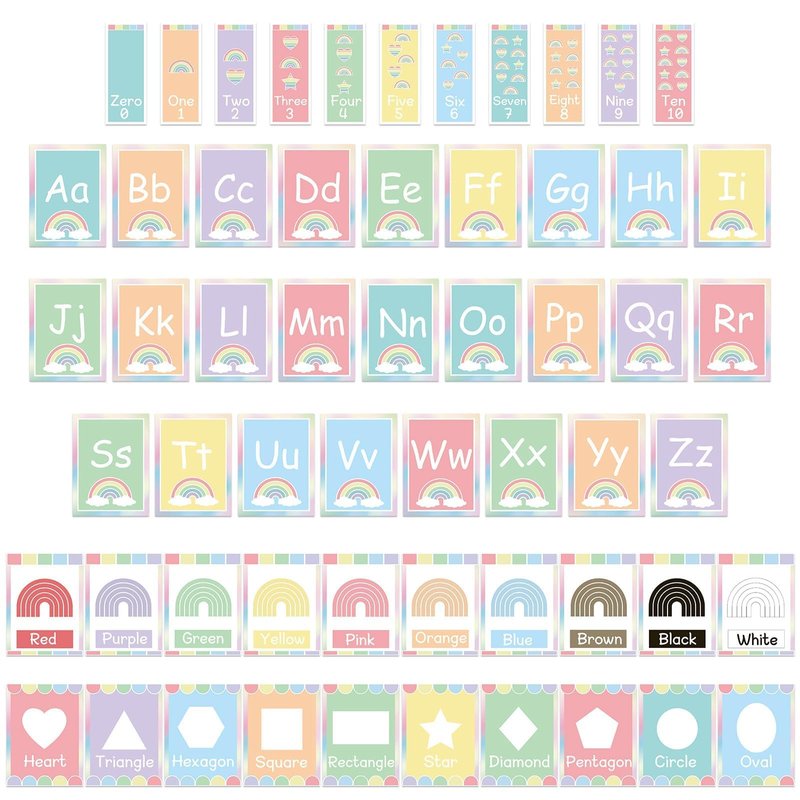 Pastel Alphabet Number Bulletin Board Set ABC Letters Poster Classroom ...