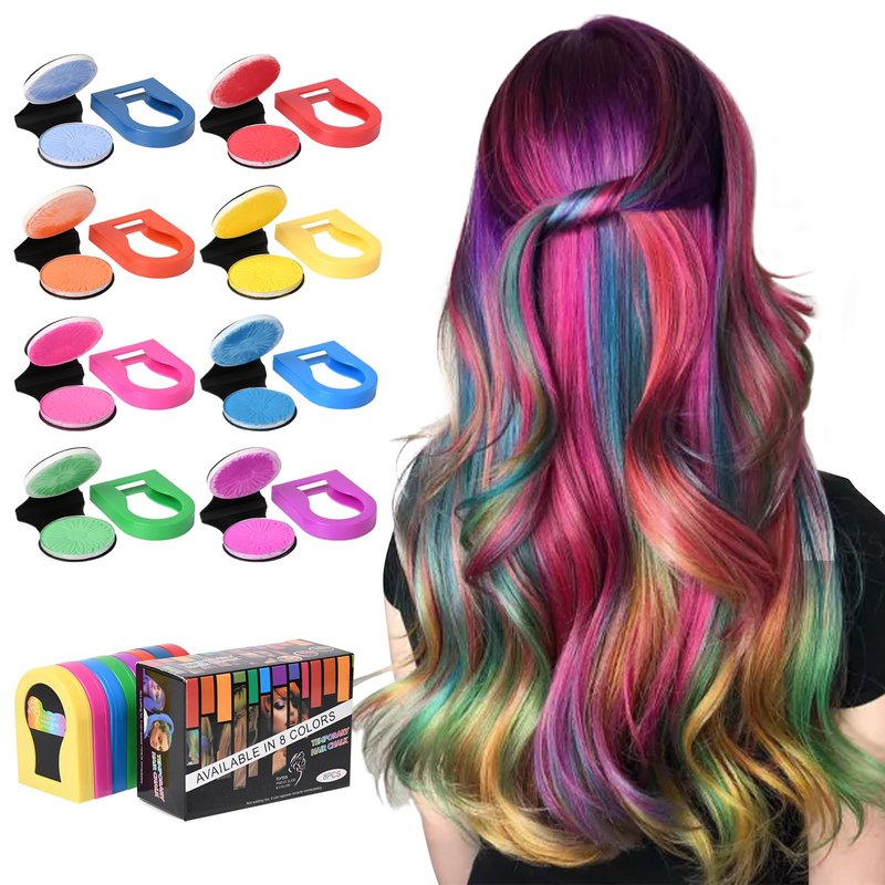 8 Colors Temporary Hair Chalk DIY Hair Dye for Girls,Washable Hair ...