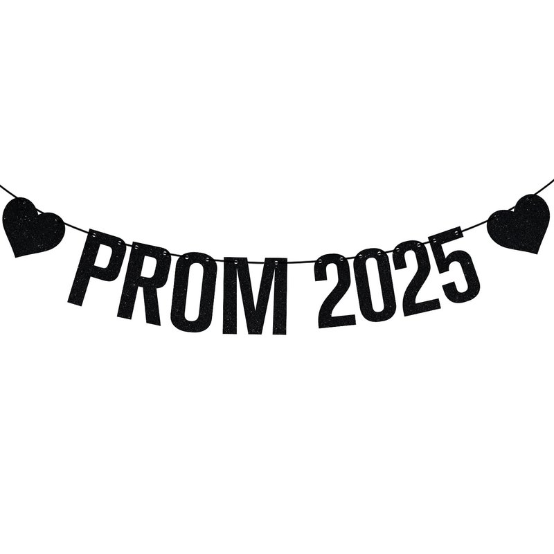 Black Glitter Prom 2025 Banner, Prom Night/Class of 2025 ...
