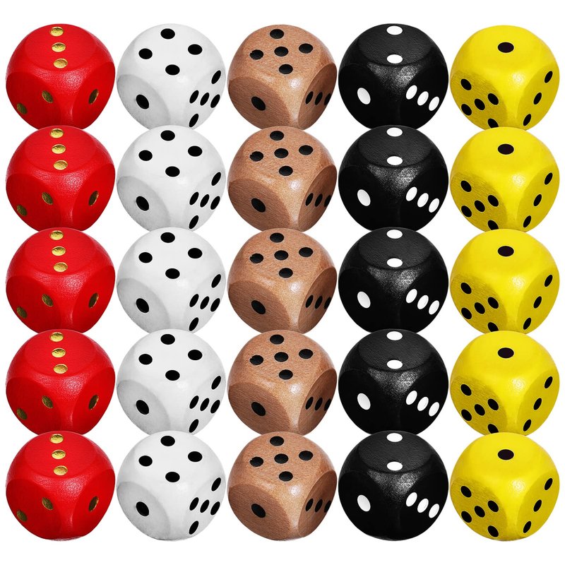 NUOBESTY 25pcs 16mm Game Dice Set, 6 Sided Dice 5 Colors Rounded Corner ...