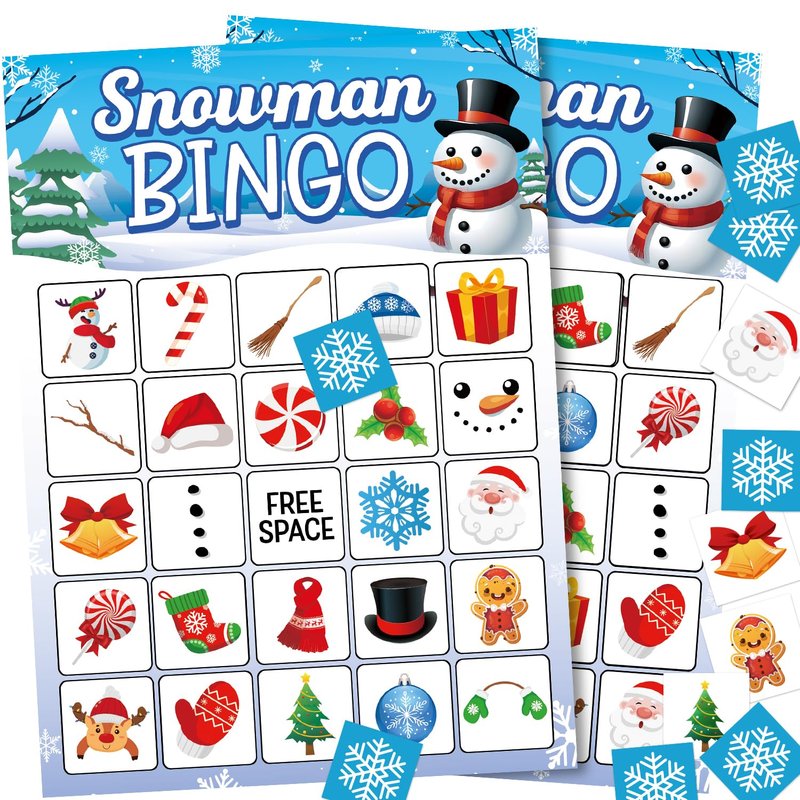 M AMFEOV Winter Bingo, Christmas Bingo Game, Snowman Bingo Cards for ...