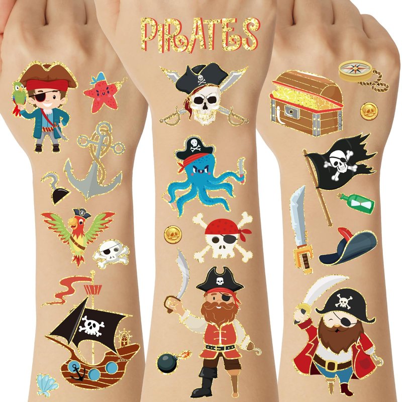 Ctosree 568 Pieces Pirate Temporary Tattoos Cute Fake Pirate Tattoos ...