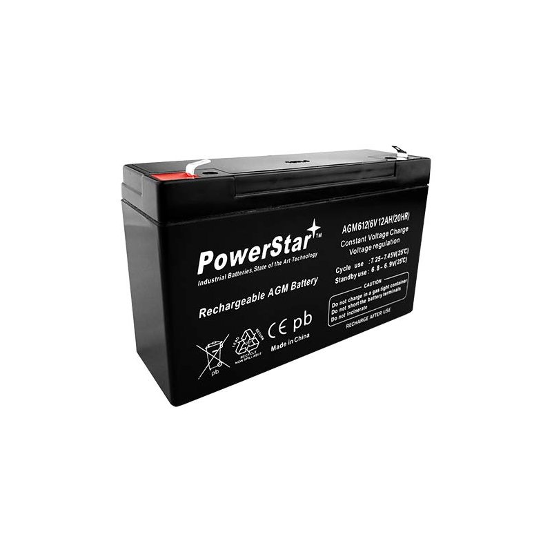 PowerStar 6V 12Ah 6 Volt 12 amp Hour Sealed Lead Acid Battery UB6120 ...