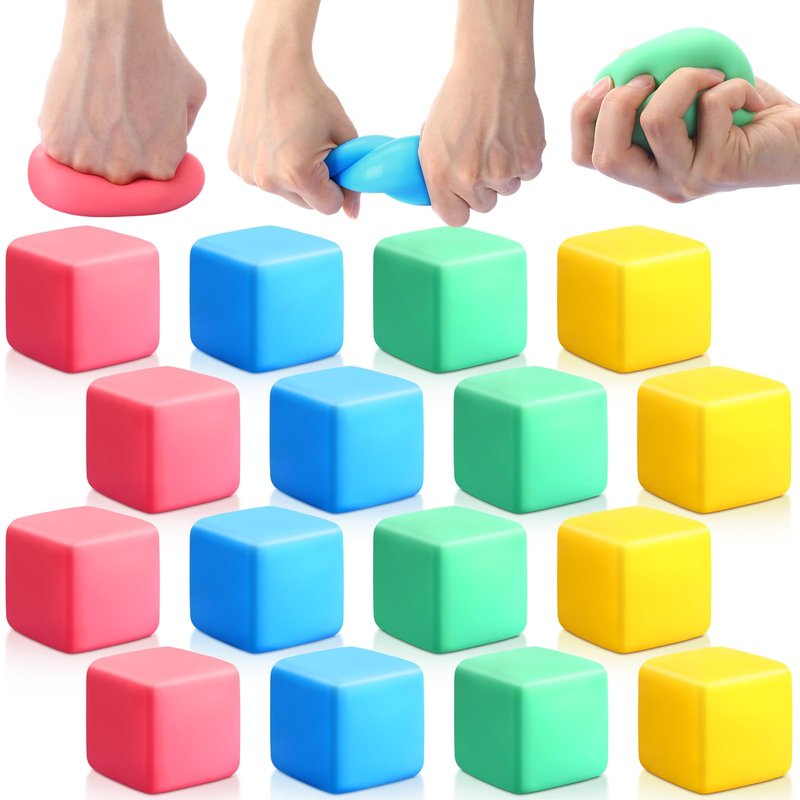 Simgoing 16 Pcs Slow Rising Stress Cube Colorful Stretchy Fidget Toys ...