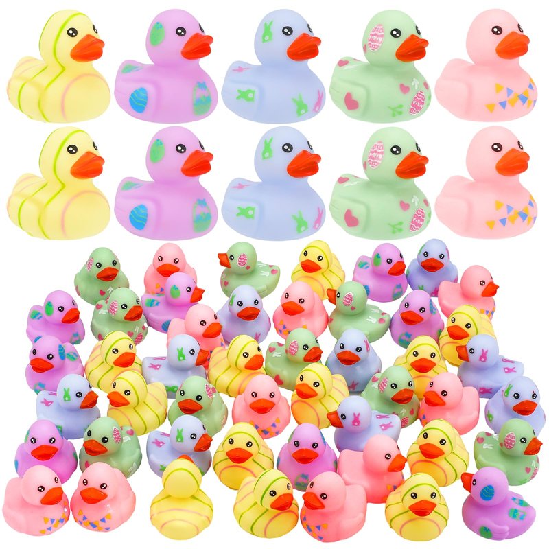 Foilswirl Easter Ducks 2'' Easter Rubber Ducks Colorful Rubber Ducks Baby Shower Ducks Bulk for ...