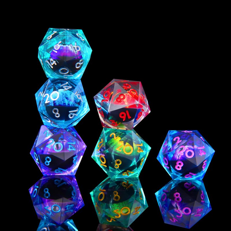 6 Pcs D20 DND Dice Dragon Eye 24mm Liquid Core 20 Sided Dice,Colored ...