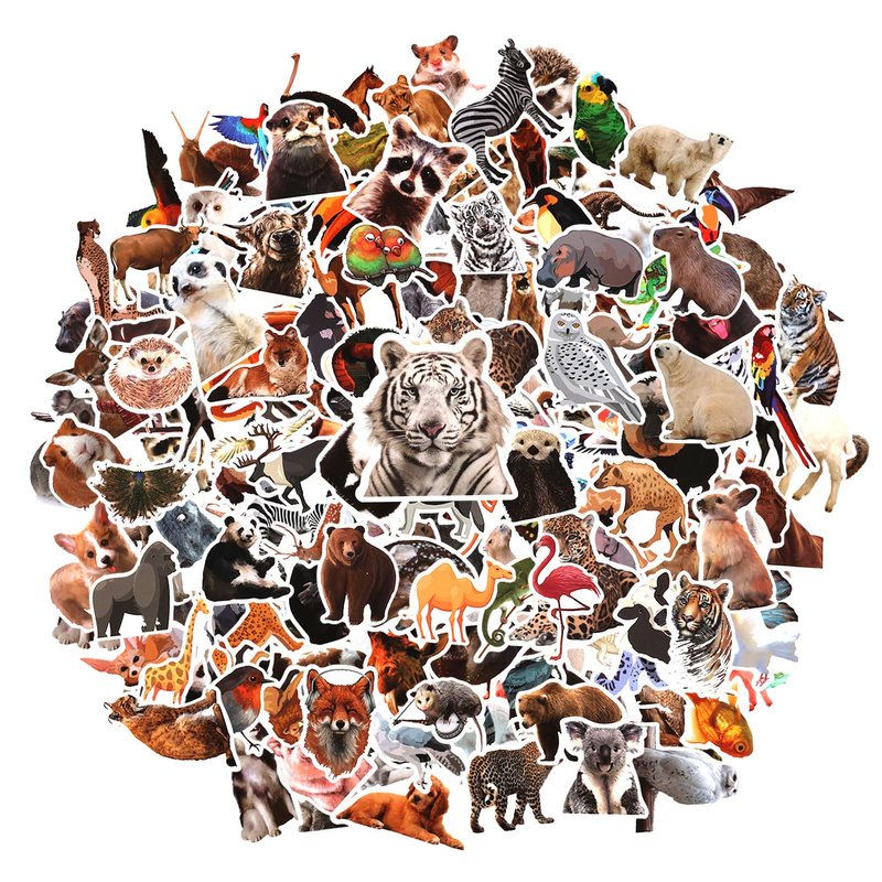 200pcs Realistic Animal Stickers, Waterproof Wildlife Animal Faces ...