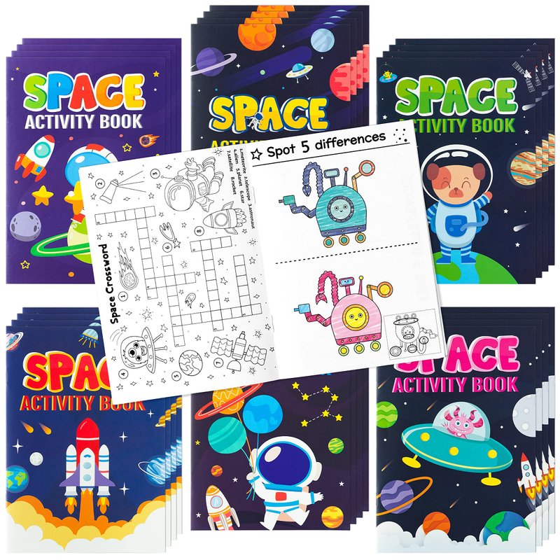 24Pcs Space Activity Books for Kids Space Theme Mini Games Coloring ...