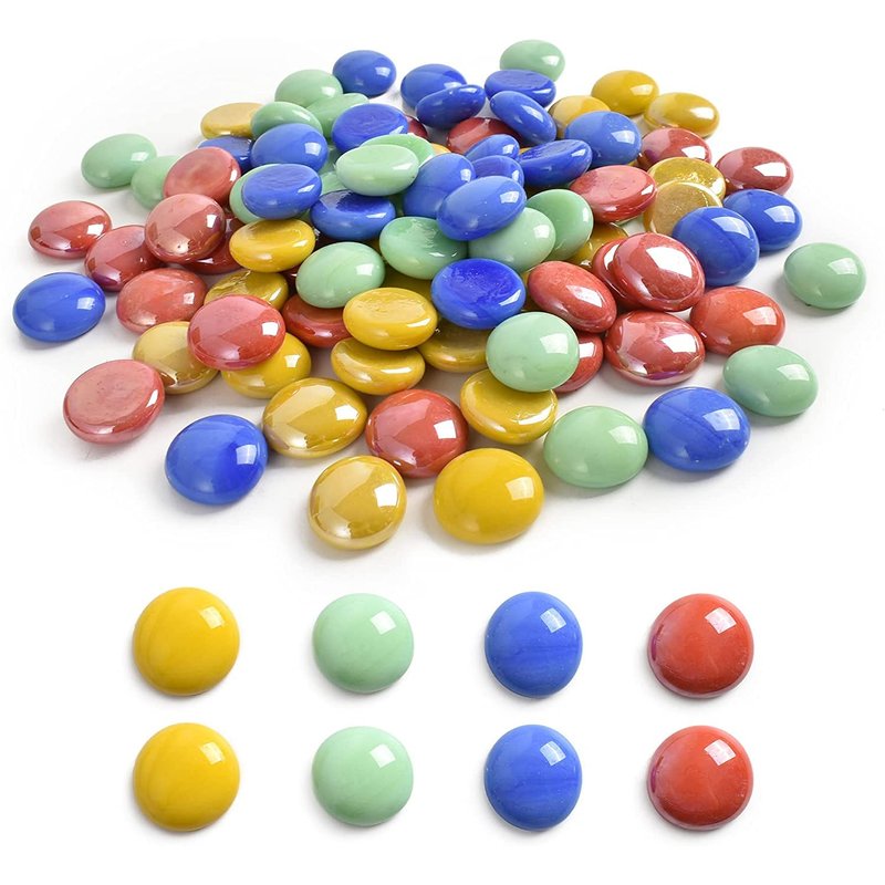 LUEYAO 1LB Colored Flat Marbles Glass Gems Beads for Aquarium Succulent ...