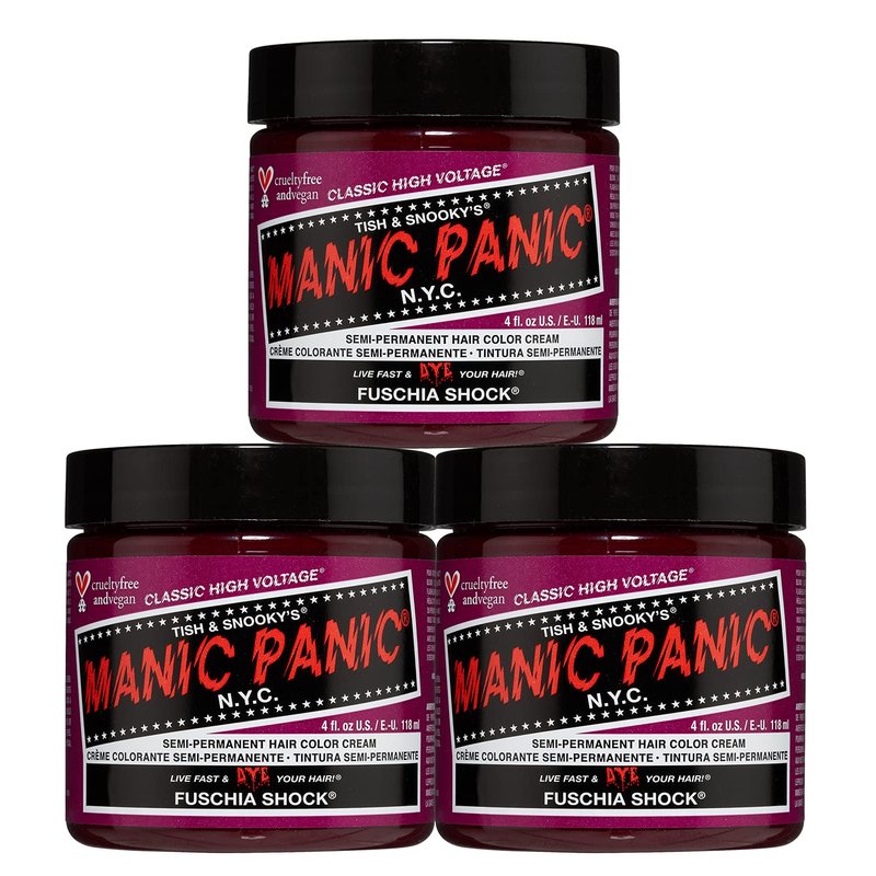 MANIC PANIC Fuschia Shock Hair Dye – Classic High Voltage - (3PK) Semi ...