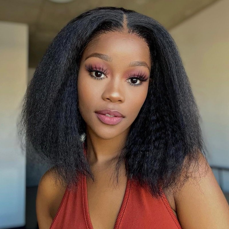 Quick Wig Yaki Straight Bob Wig Short Black Kinky Straight Wigs Blunt ...