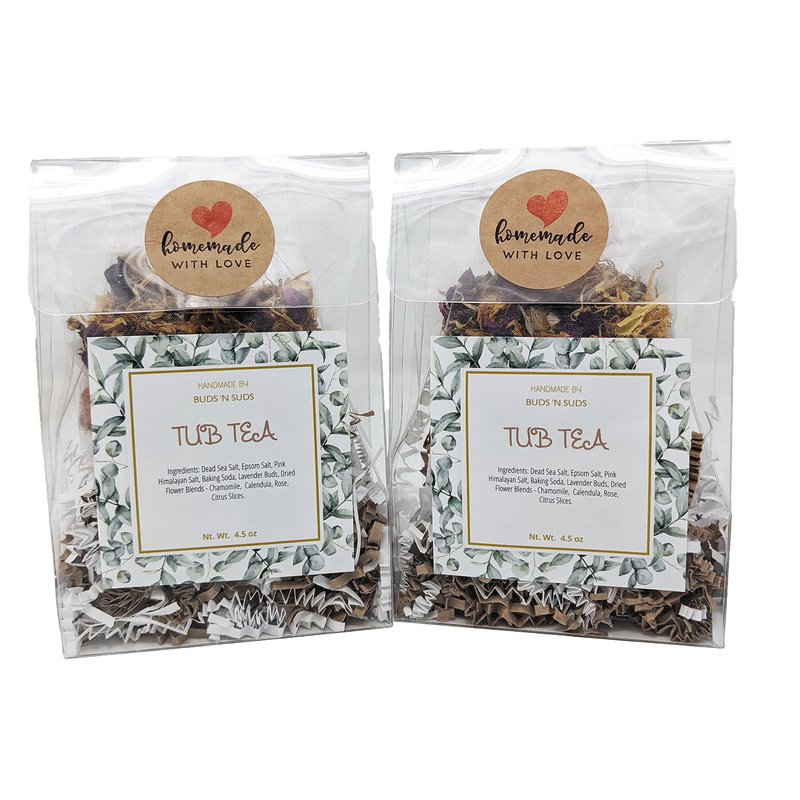 Tub Tea Natural & Organic Floral with Bath Salts- Handmade Herbal Soak ...